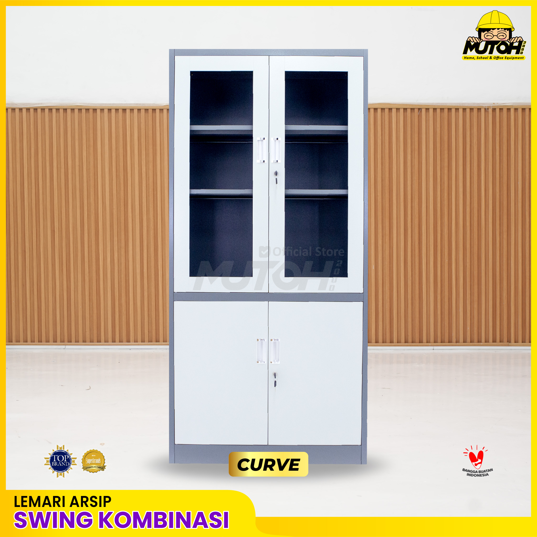 Lemari besi arsip 2 pintu kombinasi swing 2 warna MUTOH CURVE - Mutoh2000